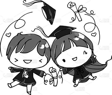 矢量卡通男孩女孩毕业