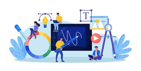 Designers Gráficos Criando Obras De Arte Usando Caneta Digital E Tablet