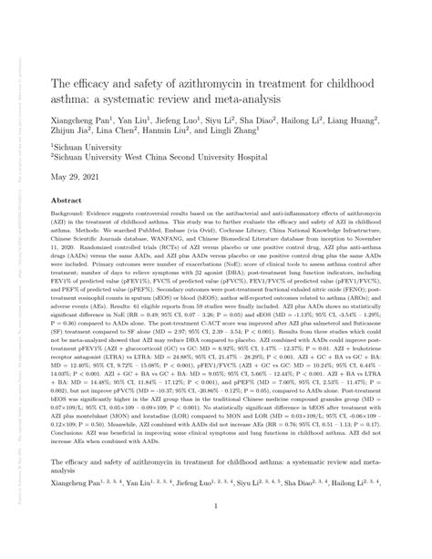 Pdf The Efficacy And Safety Of Azithromycin In Treatment For