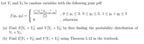 Solved Let Y1 And Y2 Be Random Variables With The Following