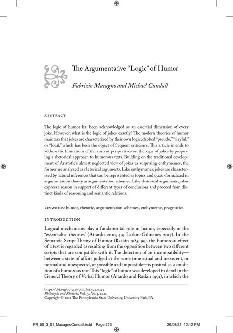 Pdf The Argumentative “logic” Of Humor