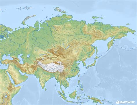 Blank Asia Physical Features Map