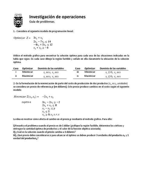 Guia Metodo Grafico Pdf Programación Lineal Precios