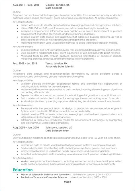 Data Science Cv Example Guide [land A Top Job]