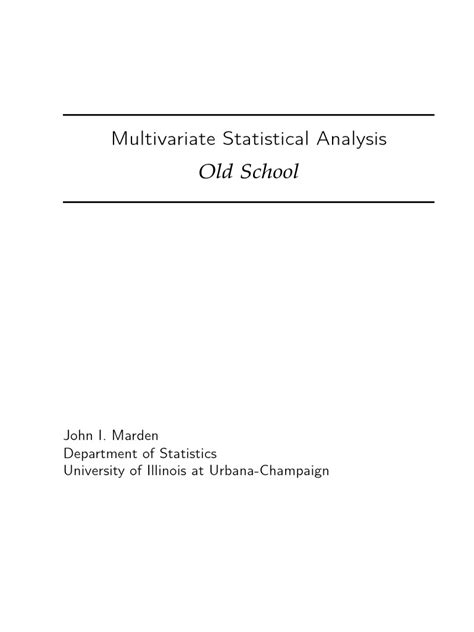 Multivariate Statistical Analysis Old School Pdf Linear Regression Covariance Matrix
