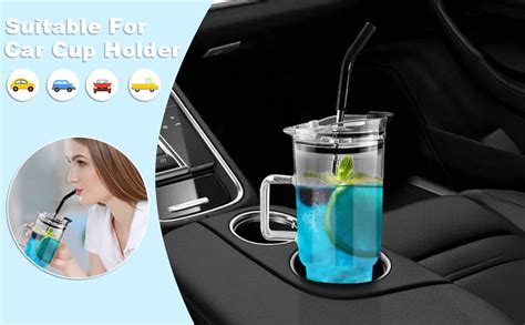 Aiheart Glass Tumbler With Lid And Straws 40oz Glass Cup