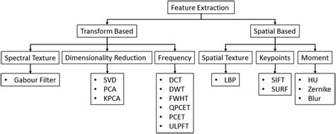 Classifications Of Feature Extraction Methods For Copy Move Forgery Download Scientific Diagram