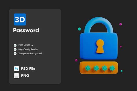 Premium Psd 3d Icon Illustration Password Safety Security Cyber
