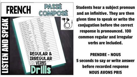 French Regular And Irregular Verbs Passé Composé Drill Listen And Speak