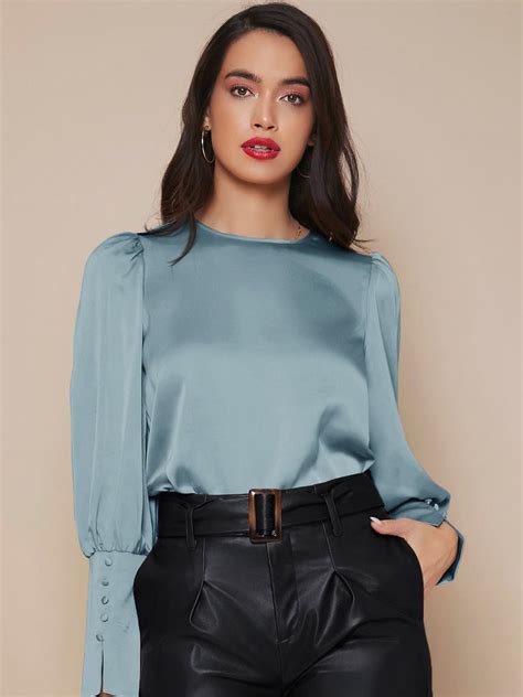 22 Momme Womens Long Sleeve Silk Blouse With Concealed Placket Sc001