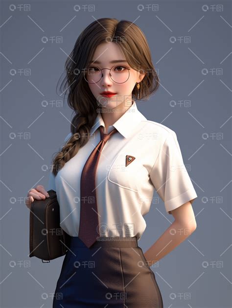 3dai数字艺术 女教师戴眼镜走路的3d渲染仿真数字人 Ai立体元素免费下载png格式928像素编号70206903 千图网