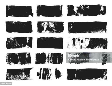 큰 직사각형 텍스트 상자 집합입니다 그런 지 페인트 스트라이프입니다 벡터 브러쉬 선입니다 텍스트에 대 한 장소를 가진 검은 그런