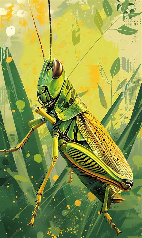 Premium Photo Collage Of Grasshopper With Grass Texture Collage