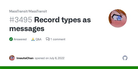 Record Types As Messages · Masstransit Masstransit · Discussion 3495 · Github