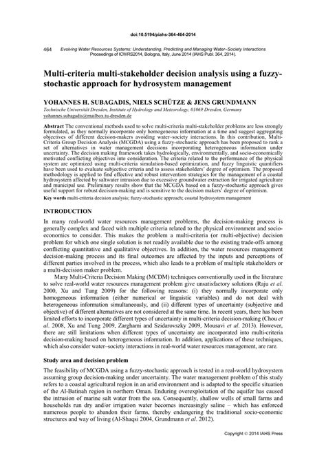 Pdf Multi Criteria Multi Stakeholder Decision Analysis Using A Fuzzy