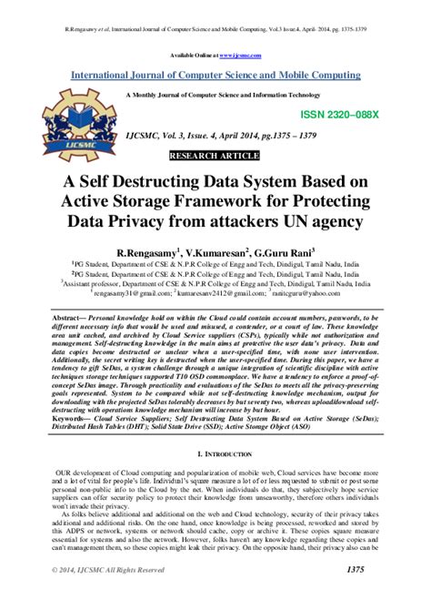 Pdf A Self Destructing Data System Based On Active Storage Framework