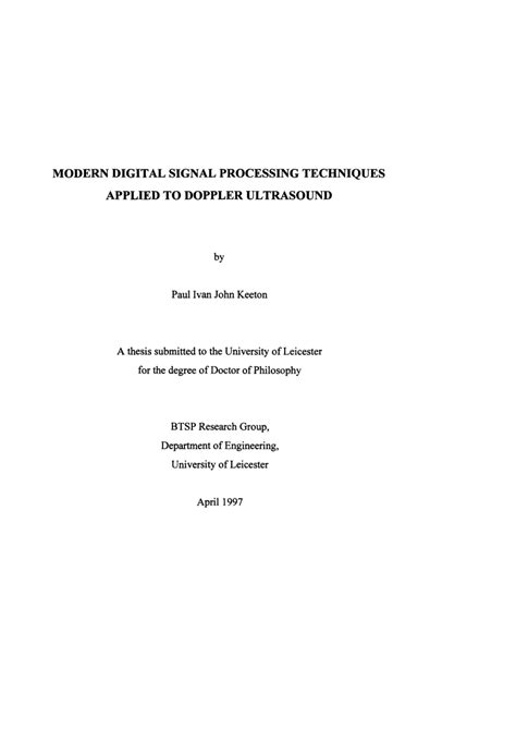 Pdf Digital Signal Processing Of Doppler Ultrasound