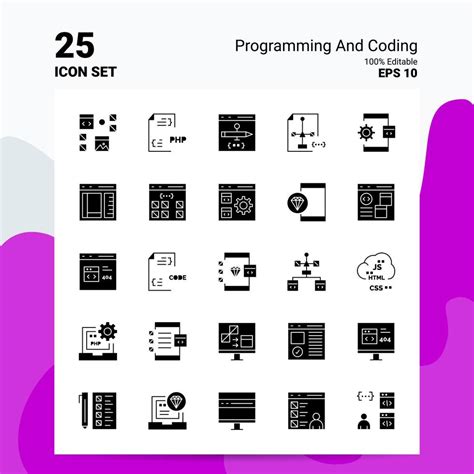 25 Programming And Coding Icon Set 100 Editable Eps 10 Files Business