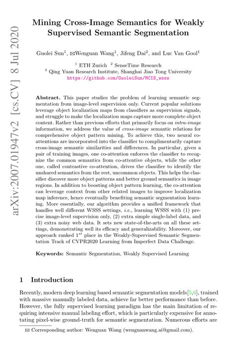 PDF Mining Cross Image Semantics For Weakly Supervised Semantic Segmentation