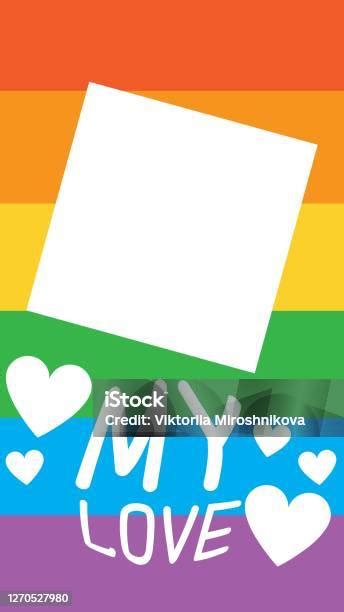 사진 프레임 텍스트 게이 레즈비언 Lgbtq 이야기 소셜 미디어 전화 화면 보호기벡터 스톡 일러스트레이션에 대한 나의 사랑 0명에 대한 스톡 벡터 아트 및 기타 이미지