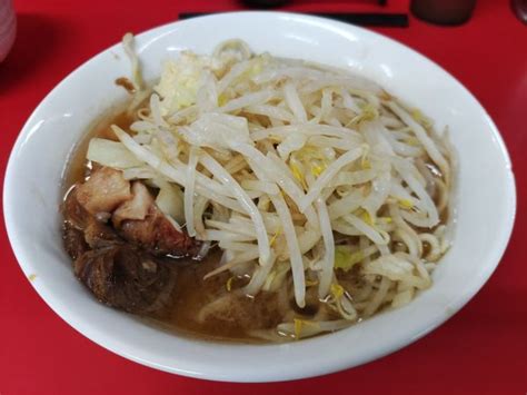 『小ラーメン（麺少なめ）・野菜少なめ・ニンニク少し生卵』ラーメン二郎 茨城守谷店のレビュー ラーメンデータベース