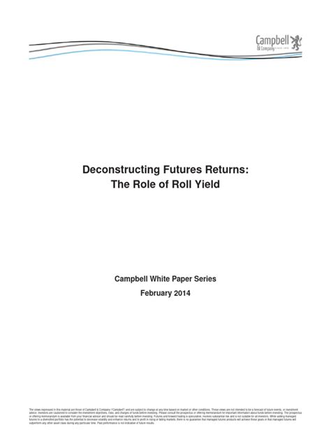 Deconstructing Futures Returns The Role Of Roll Yield Pdf Futures Contract Investing