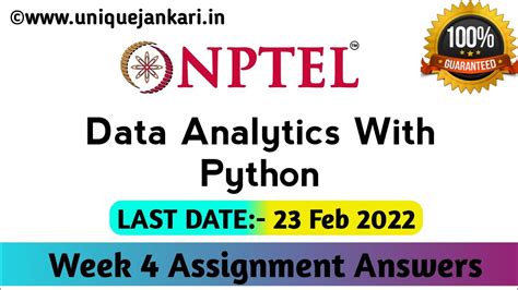 Data Analytics With Python Nptel Assignment 4 Quiz Answers 2022