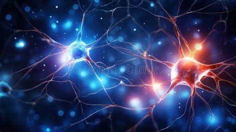 Neural Network Macro View Nerve Cell With Dendrites Neuron Close Up Concept Of Nervous System