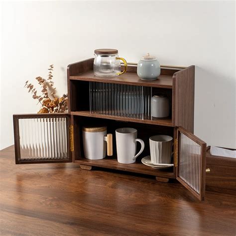 Solid Wood Tabletop Cabinet Coffee Cup Display Cabinet Storage