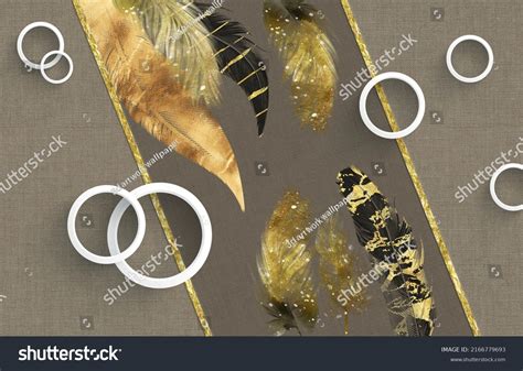 Peacock Feather Wallpaper 3d Golden Over 71 534 Royalty Free