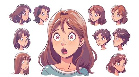 Premium Vector A Girl With A Surprised Expression On Her Face