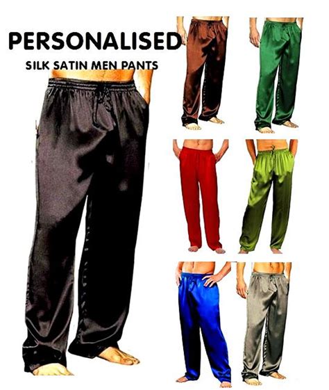 Q2 Personalized Men Silk Satin Long Pants Mens Silk Satin Pajamas