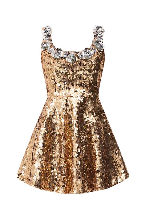 Noelle Sequin Mini Dress In Gold Sequin Fabrication And Flared Skirt