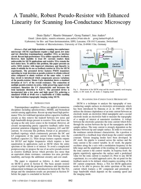 A Tunable Robust Pseudo Resistor With Enhanced Linearity For Scanning Ion Conductance Microscopy
