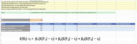 Solved Consider The Three Factor Apt Model The Factors And