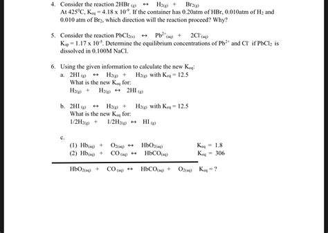 Answered 4 Consider The Reaction 2hbr G At… Bartleby