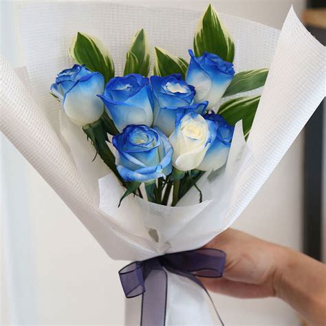 미라클블루 장미 생화 꽃다발 배민스토어