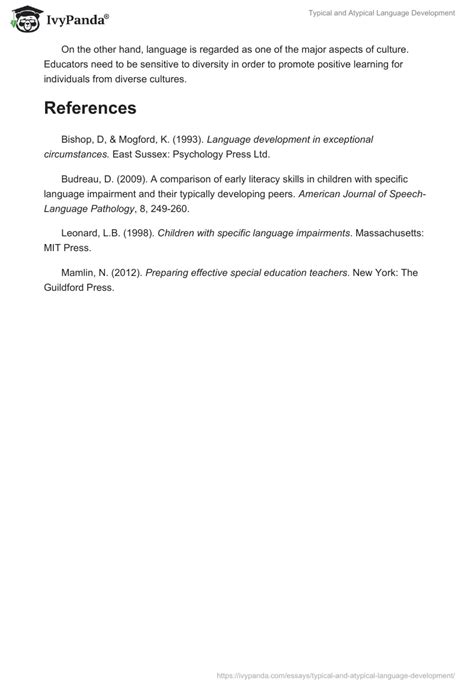 Typical And Atypical Language Development 787 Words Research Paper Example