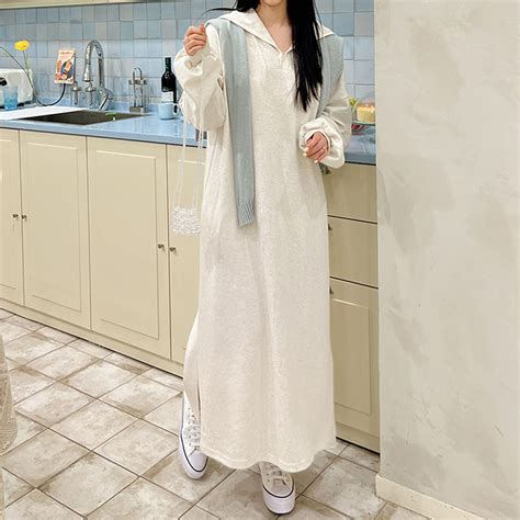 기모버전오버핏 기모 세일러 세라 집업 카라 맨투맨 오버핏 루즈핏 맥시 트임 롱 원피스 3color 에이블리