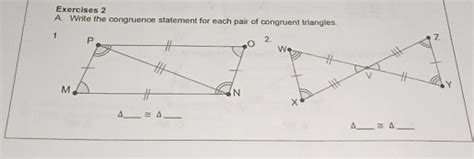 Solved Exercises 2 A Write The Congruence Statement For Each Pair Of