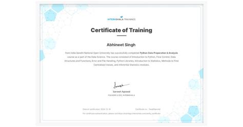 Abhineet Singh On Linkedin Successfully Completed The Python Data Preparation And Analysis Training