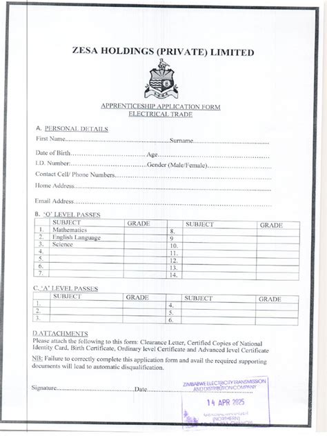 Apprenticeship Application Form Pdf