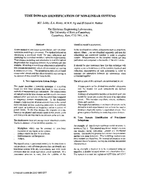 pdf time domain identification of non linear systems mohammed sobhy