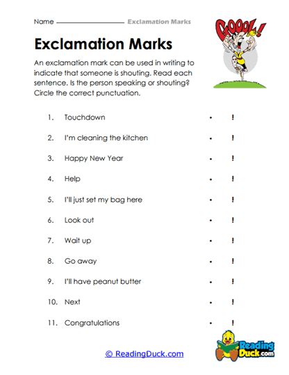 Punctuation Worksheets Rules And Uses Reading Duck Com