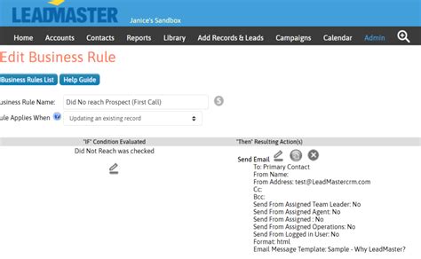 leadmaster crm knowledgebase using workflow to send an email template