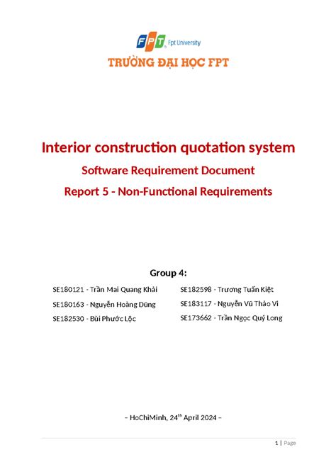 Swr302 Srd Report 5 Non Functional Requirements Interior Construction