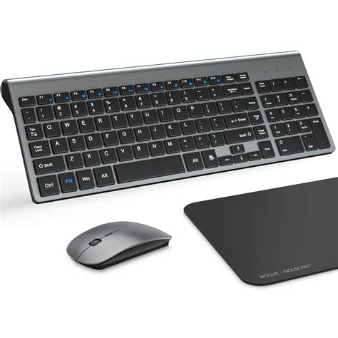 Wireless Keyboard And Mouse With Mouse Pad Ultra Slim Combo MOOJAY 2 4G USB Quiet Compact