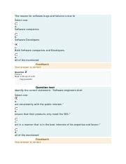 Software Engineering Prelim Quiz Docx The Reason For Software Bugs And Failures Is Due