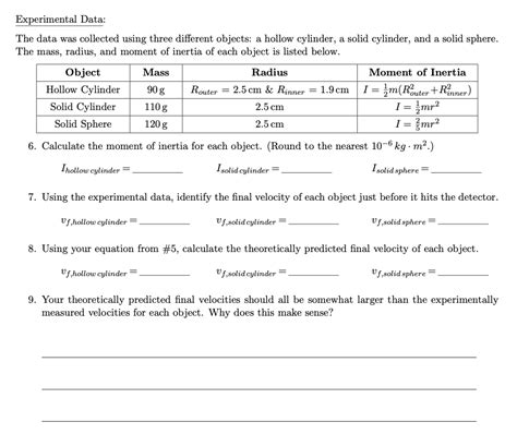 solved experimental data the data was collected using three