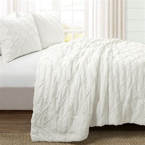 Ravello Pintuck Cotton Comforter 3 Piece Set Lush Decor